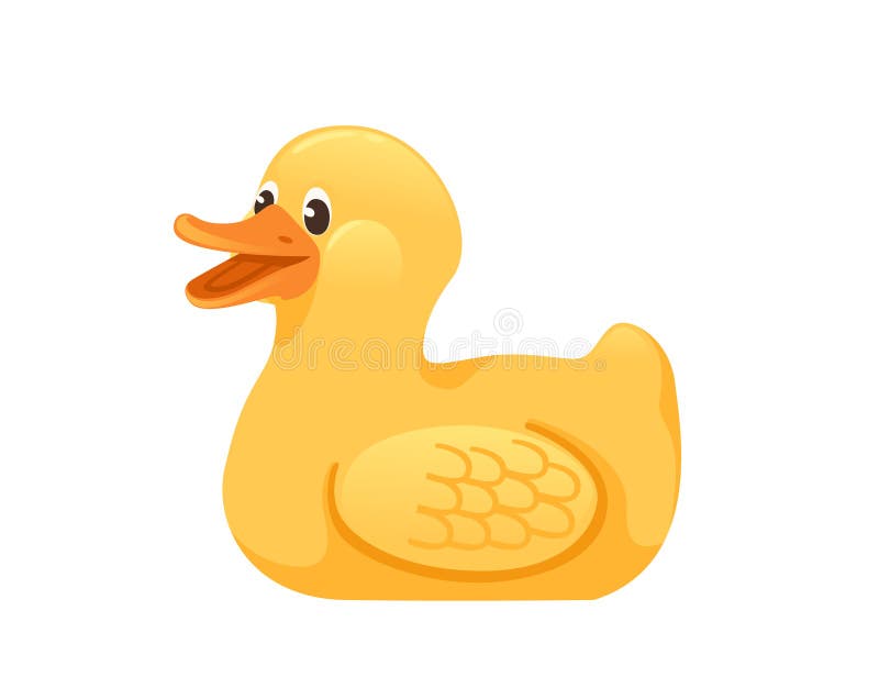 Yellow Rubber Duck Toy Vector Illustration Isolated On White Background