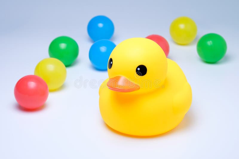 Yellow Rubber Duck Toy In Isolate White Background Stock Image - Image ...