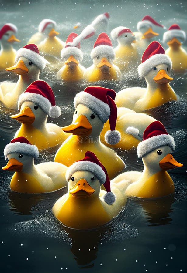Yellow, Rubber Ducks Floating in the Water. AI Generated Stock Image ...