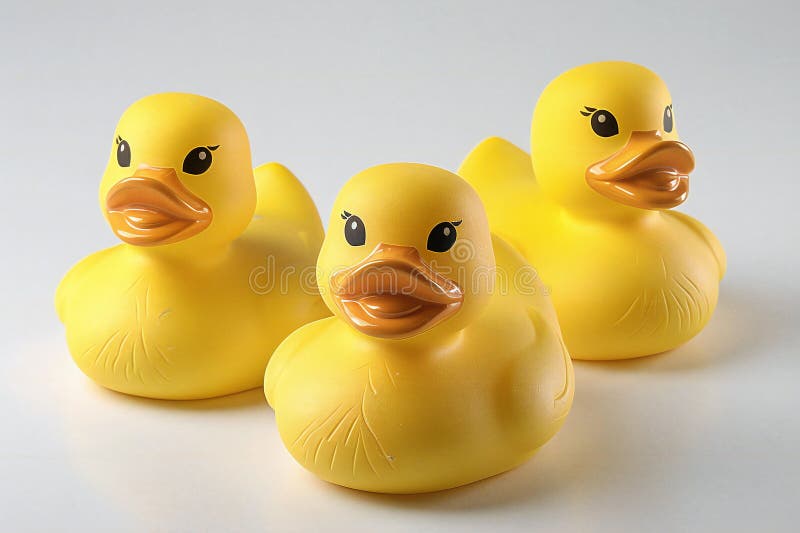 Yellow Rubber Ducks Isolated on White Background, Front View, Side View ...