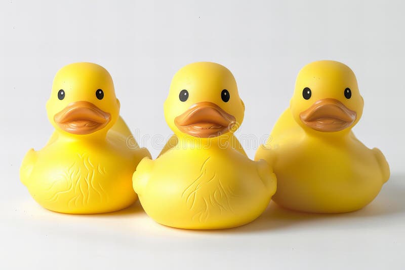 Yellow Rubber Ducks Isolated on White Background, Front View, Side View ...