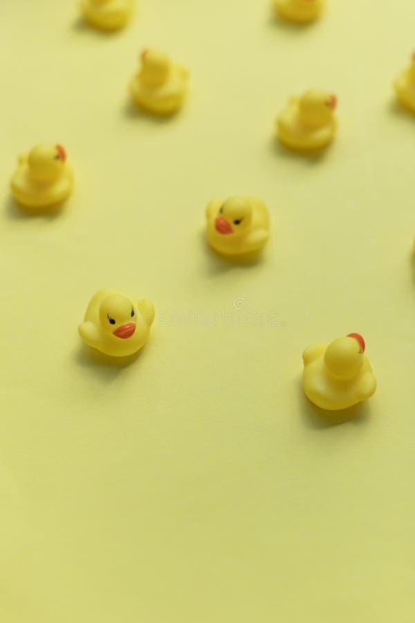Yellow Rubber Ducks Pattern on the Yellow Background. Stock Image ...