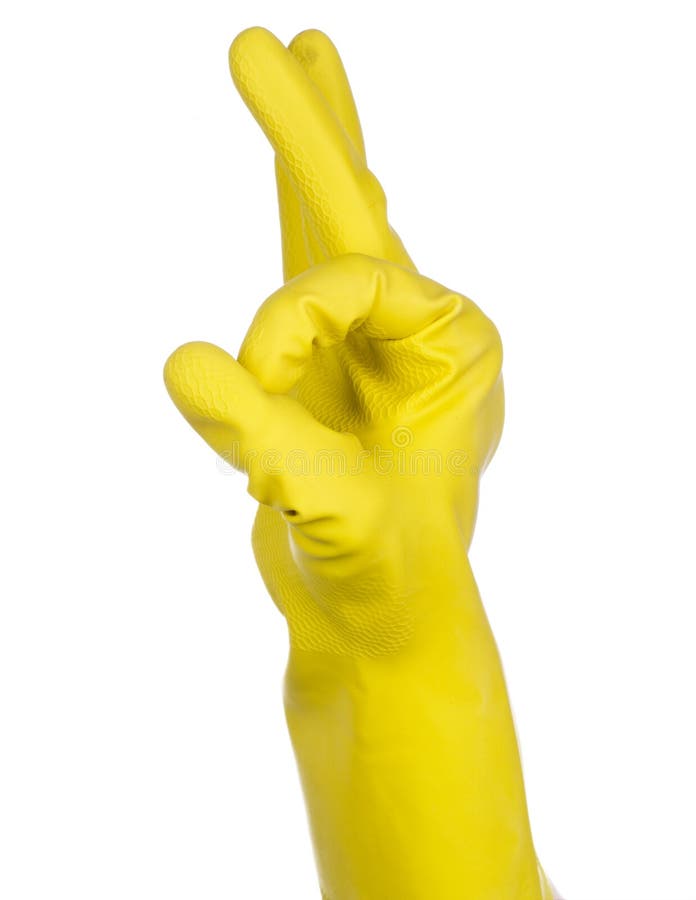 Yellow Rubber Glove Giving The OK Sign Picture. Image: 7982837