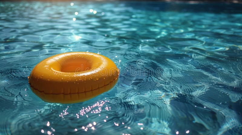 A Yellow Rubber Ring Floats in a Pool of Water Stock Image - Image of ...