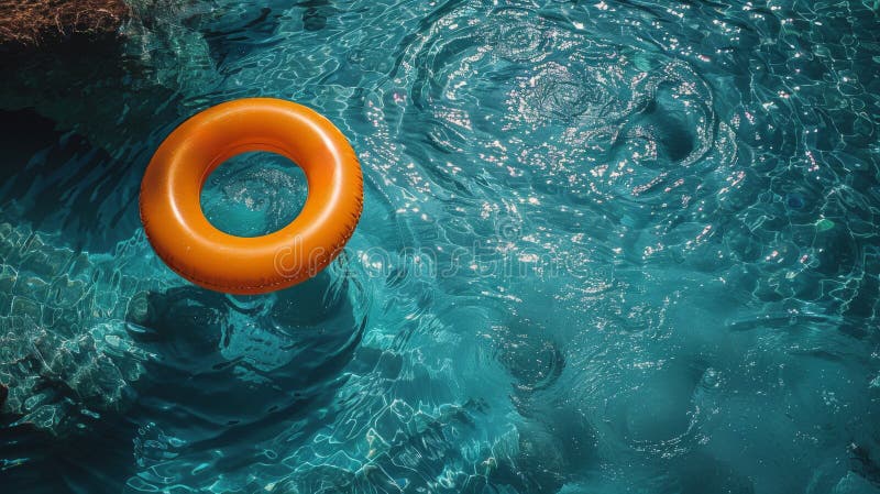 A Yellow Rubber Ring Floats in a Pool of Water Stock Image - Image of ...