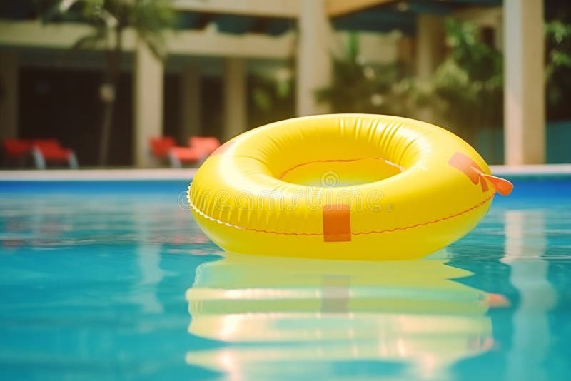 Yellow Rubber Ring in Pool on Tropical Resort. Generative AI Stock ...