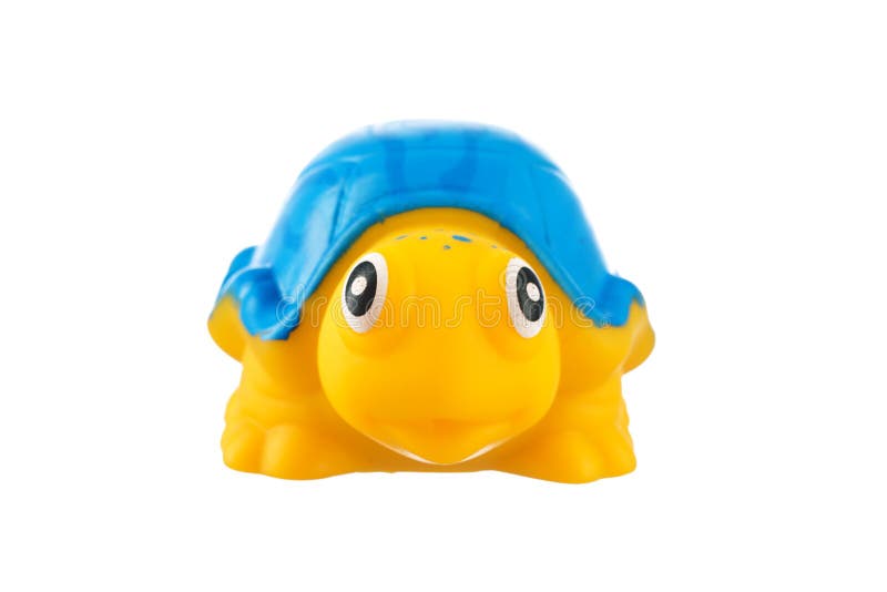 Yellow Rubber Turtle Isolated on White Stock Photo - Image of child ...