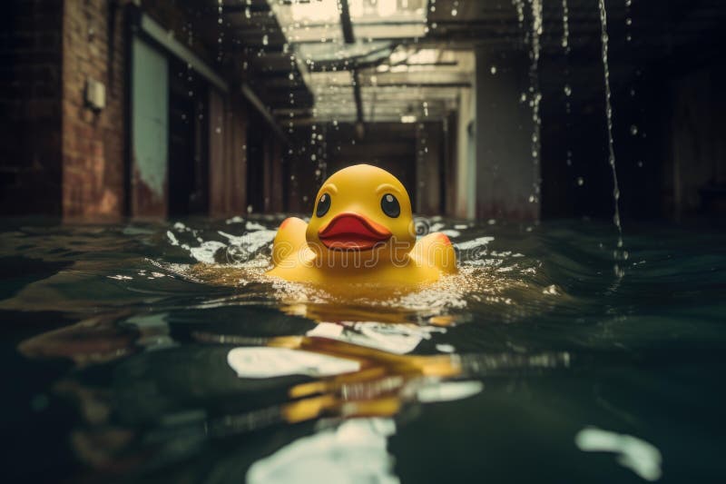 Yellow Rubber Water Duck. Generate Ai Stock Image - Image of river ...