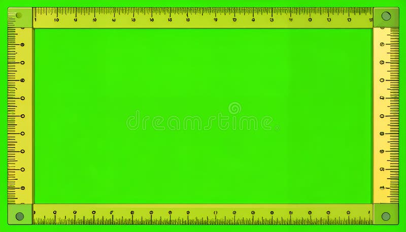 Yellow Ruler Frame on Green Background, Measurement Concept Stock ...