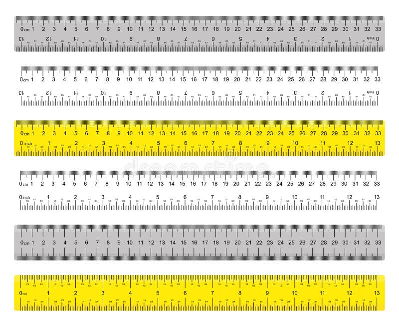 A Yellow Ruler Marked with Centimeters, Inches and Combined Rectangular ...