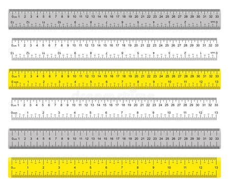 A Yellow Ruler Marked with Centimeters, Inches and Combined Rectangular ...