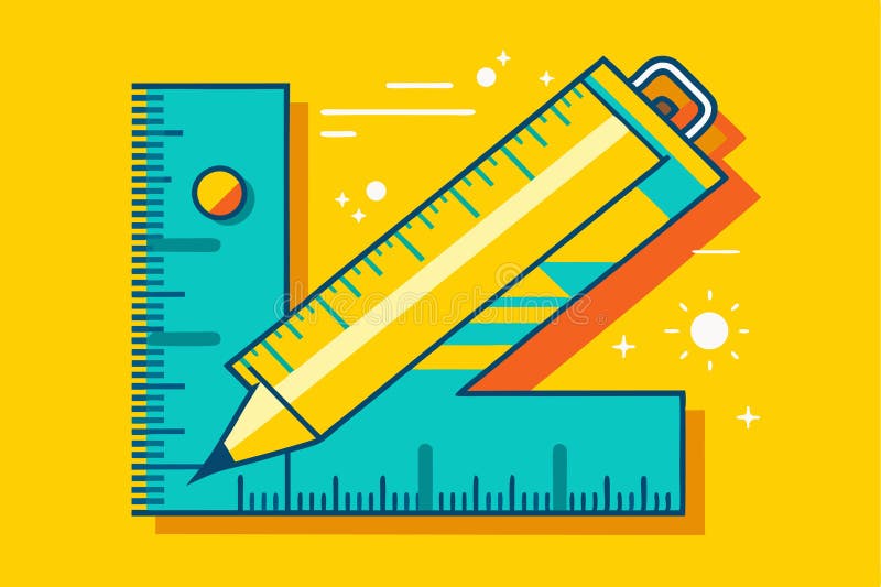 A Yellow Ruler and Pencil are Creatively Arranged on a Vivid Yellow ...