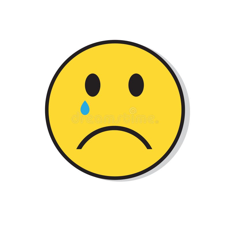 Yellow Sad Face Cry Negative People Emotion Icon Stock Vector ...