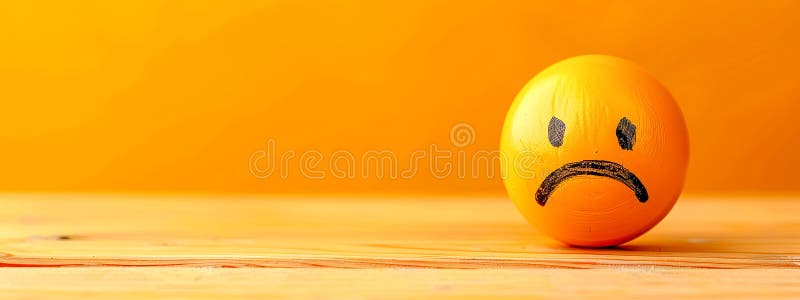 Yellow Sad Face Emoji on Orange Background Stock Photo - Image of ...
