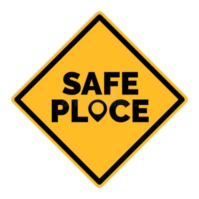 Yellow Safe Place Vector Sign with Map Pointer Stock Vector ...
