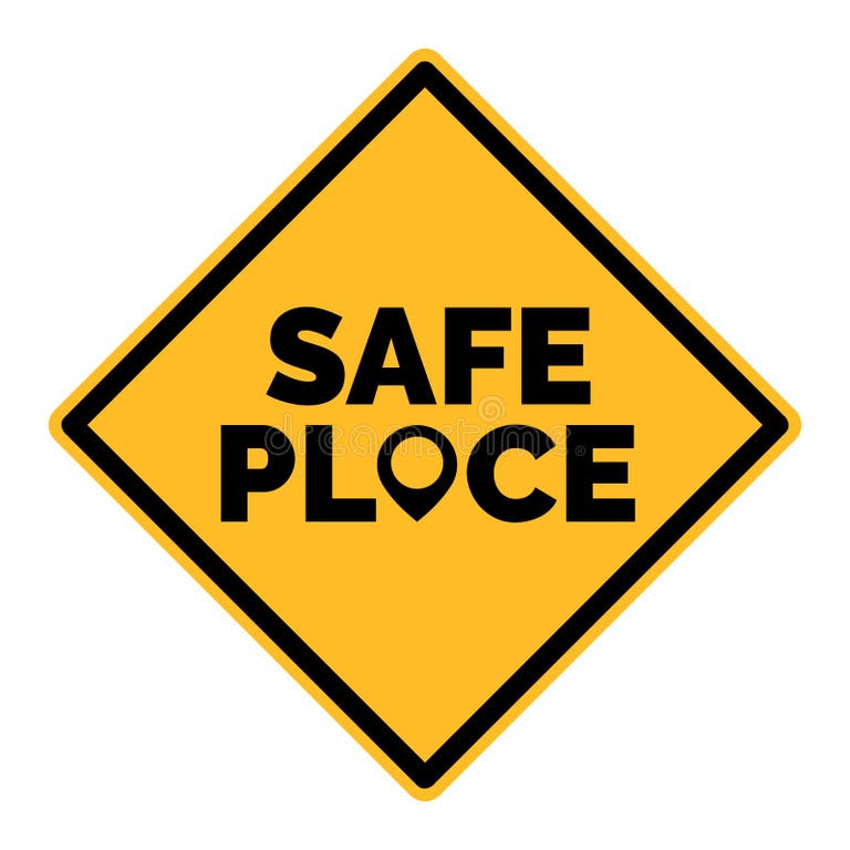 Yellow Safe Place Vector Sign with Map Pointer Stock Vector ...