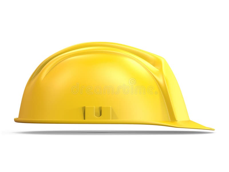 Yellow Safety Helmet Side View 3D Stock Illustration - Illustration of ...