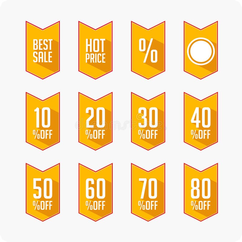 Yellow Sale Discount Labels. Stock Vector - Illustration of price ...
