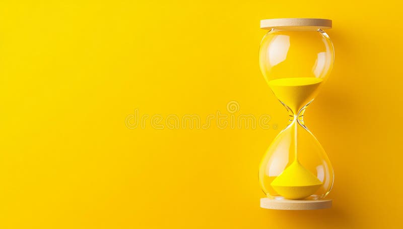 Yellow Sand Hourglass on Yellow Background Time High Quality Image ...