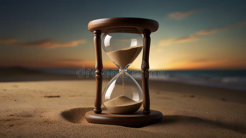 Beach Hourglass Wooden Yellow Sand Clock Timer Stock Illustration ...