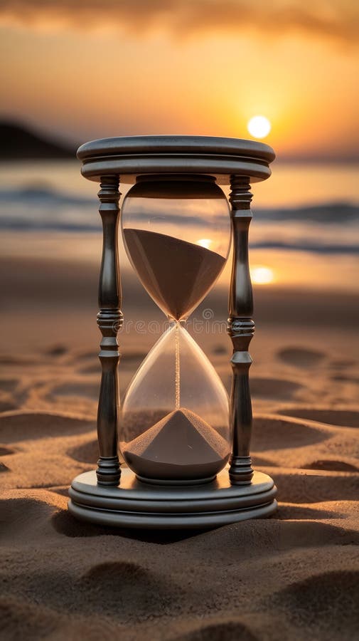 Sunset Hourglass Wooden Yellow Sand Clock Timer Stock Illustration ...