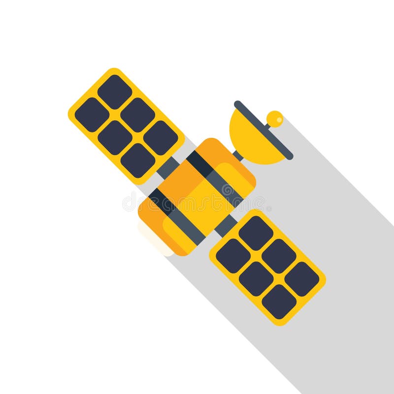 Yellow Satellite Orbiting Earth Transmitting Signal Stock Illustration ...