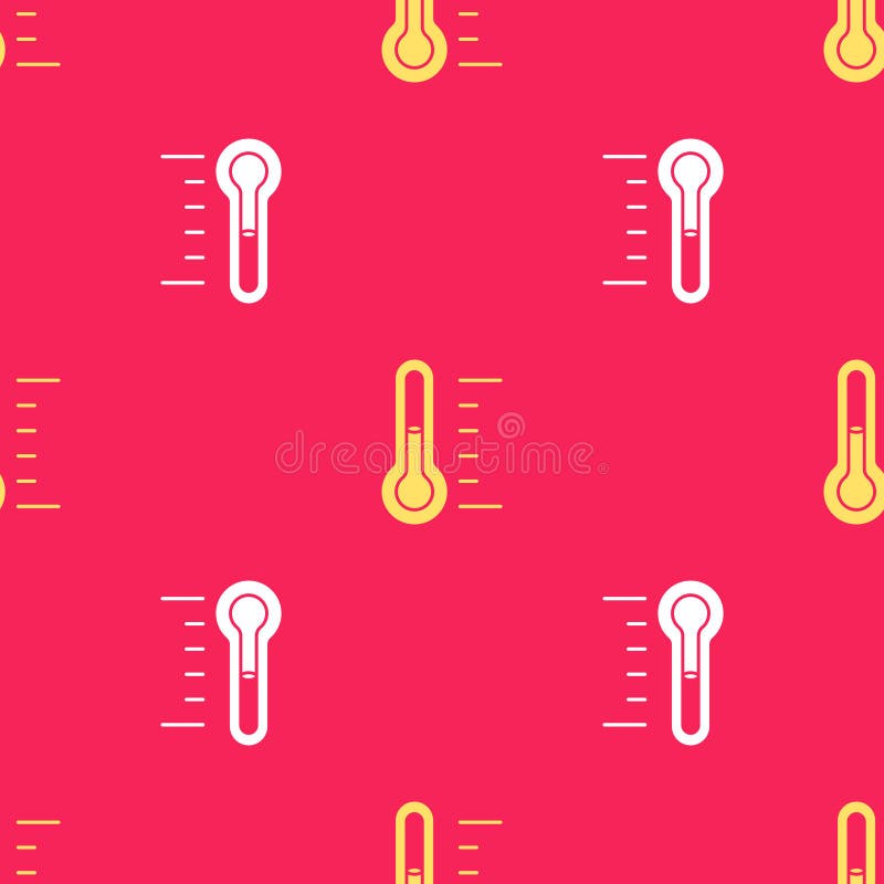 Yellow Sauna Thermometer Icon Isolated Seamless Pattern on Red ...