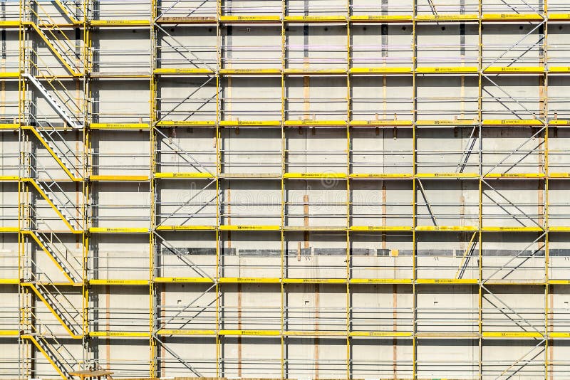 Yellow Scaffold with Stairs Stock Photo - Image of safe, scaffolding ...