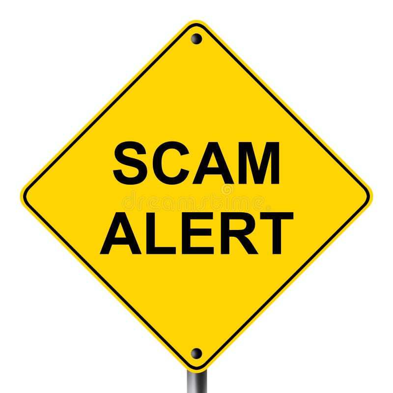 Yellow Scam Alert Danger Sign with Clipping Path Stock Illustration ...