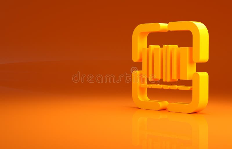 Yellow Scanner Scanning Bar Code Icon Isolated on Orange Background ...
