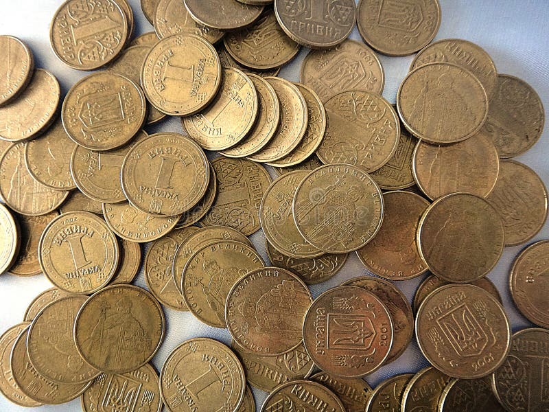 Yellow Scattered Coins Close Up . Stock Image - Image of carving ...