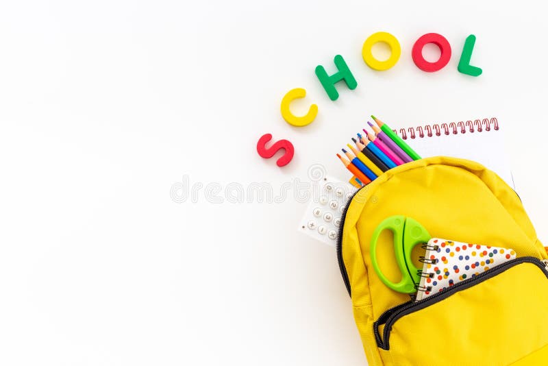 Yellow School Backpack. Back To School Concept Stock Photo - Image of ...