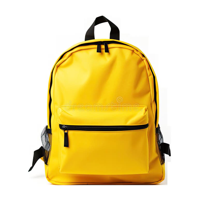Yellow School Backpack. Isolated Backpack Photo Straight Stock Photo ...