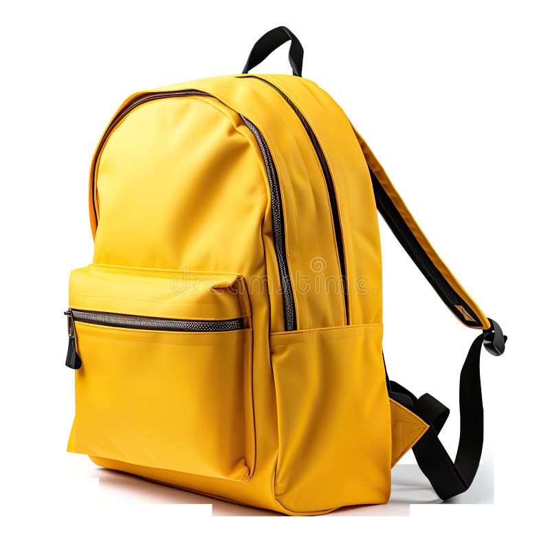 Yellow School Backpack. Isolated Backpack Profile Photo Stock Photo ...