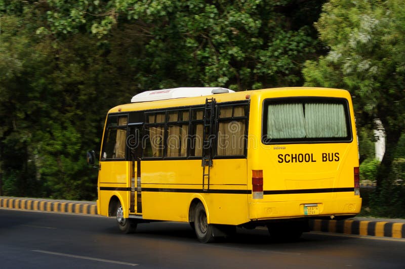 Yellow School Bus on Canal Road Lahore Editorial Stock Image - Image of ...