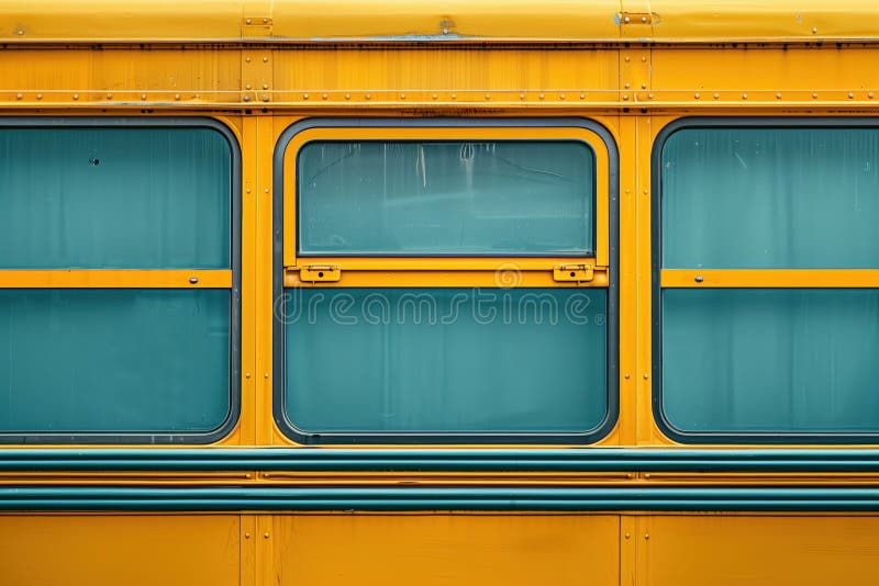 Yellow School Bus Close Up Detail, Windows Stock Illustration ...