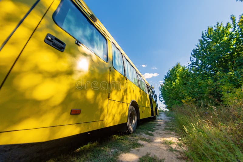Yellow School Bus on a Country Road Stock Image - Image of landscape ...
