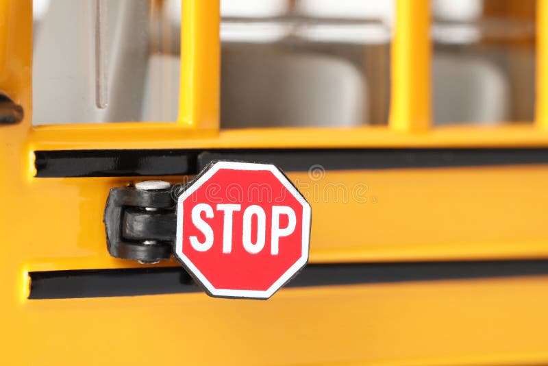 Yellow School Bus, Focus on Stop Sign Stock Photo - Image of school ...