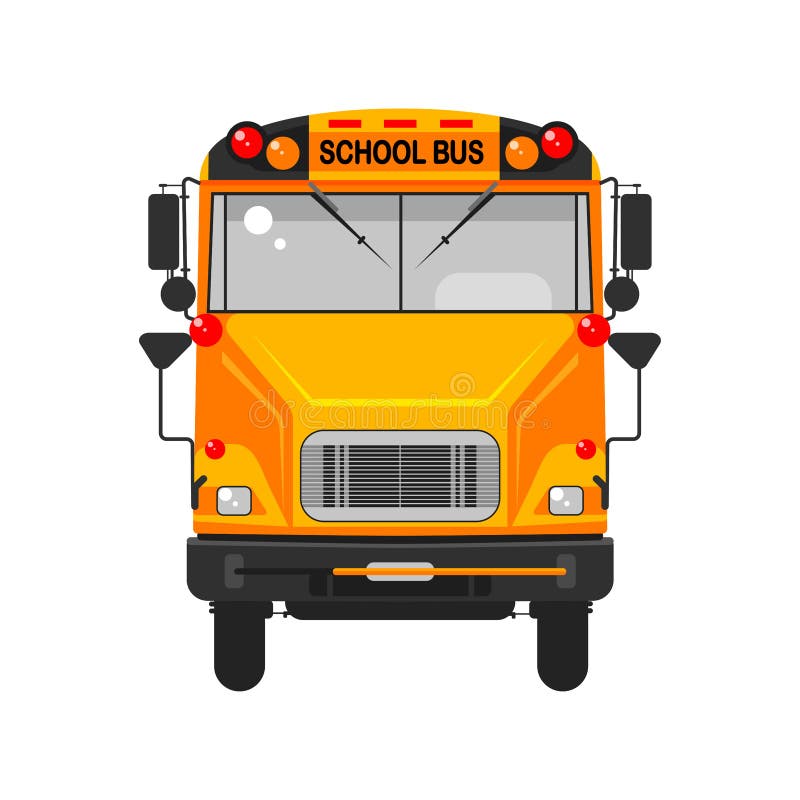 Yellow School Bus in Front View Isolated on Background. Education ...