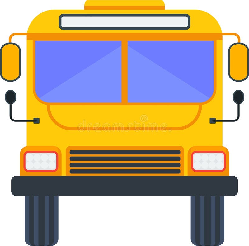 Yellow School Bus Front View. Transporting Schoolchildren Stock ...