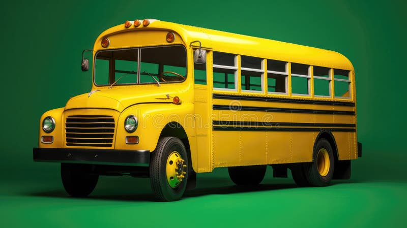 A Yellow School Bus on a Green Background. Generative AI Stock ...