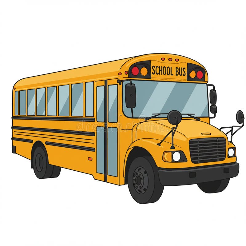 Yellow School Bus Illustration Featuring Characteristic Design Elements ...