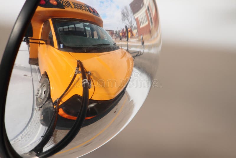 Yellow School Bus in Mirror Stock Photo - Image of yellow, distortion ...