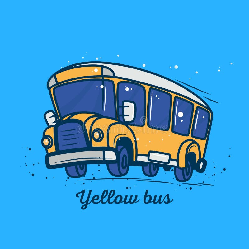 Yellow School Bus in Motion in Cartoon Style As a Sticker. Stock Vector ...