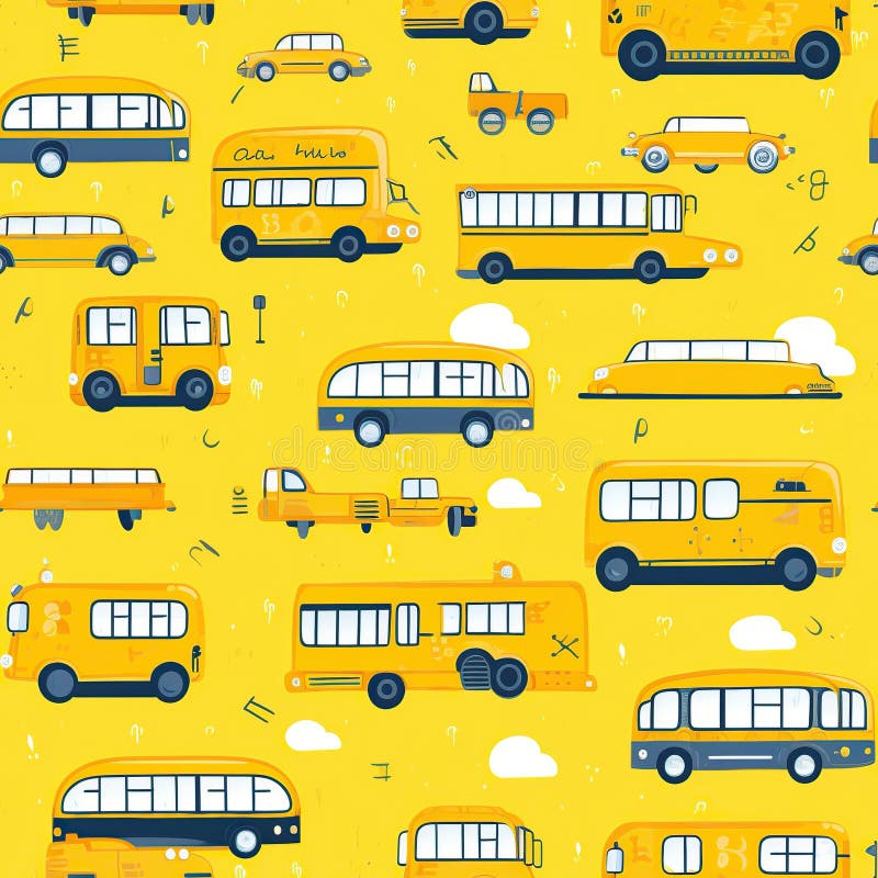 Yellow School Bus, Seamless Pattern. AI Generated Stock Illustration ...