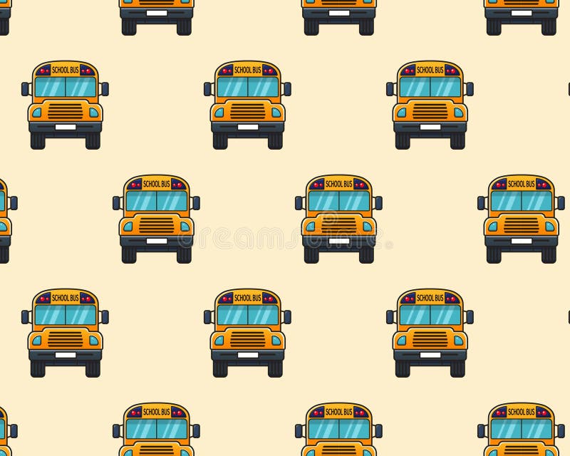 Yellow School Bus. Seamless Pattern Stock Vector - Illustration of ...