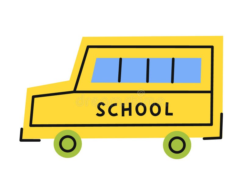 Yellow School Bus. Side View. Vector Flat Illustration. Stock Vector ...