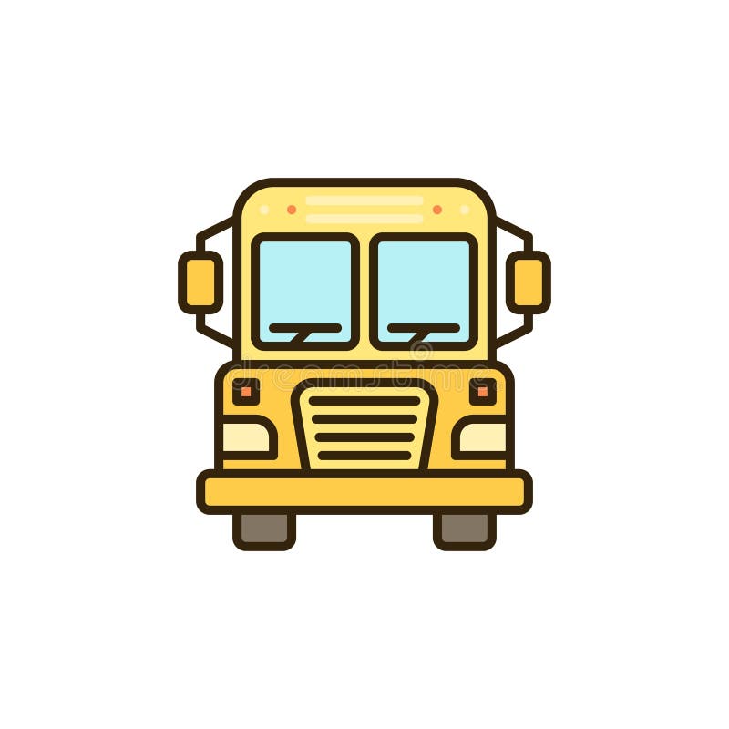Yellow School Bus Vector Colored Icon - Schoolbus Symbol Stock ...