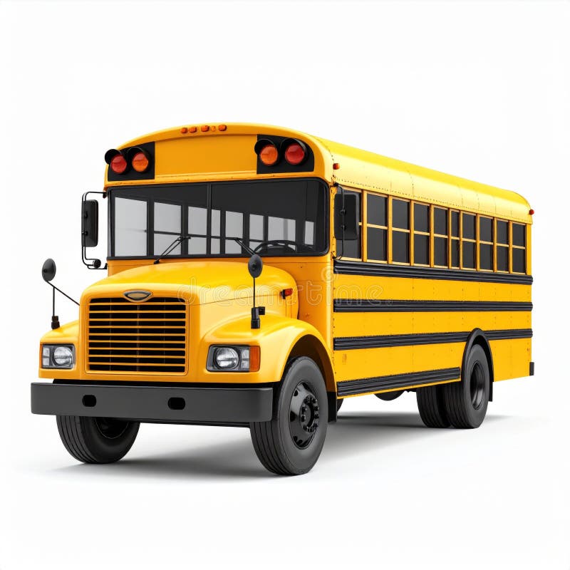 Yellow School Bus on White Background Stock Illustration - Illustration ...