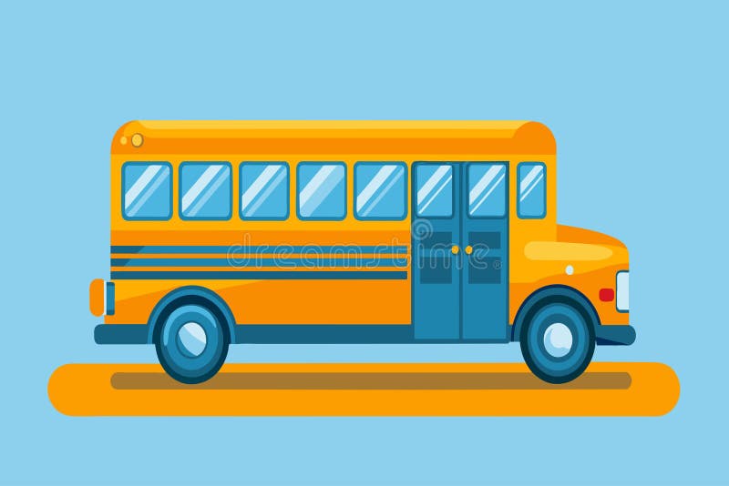 A Yellow School Bus with Windows and a Bus Stop Sign Stock Vector ...